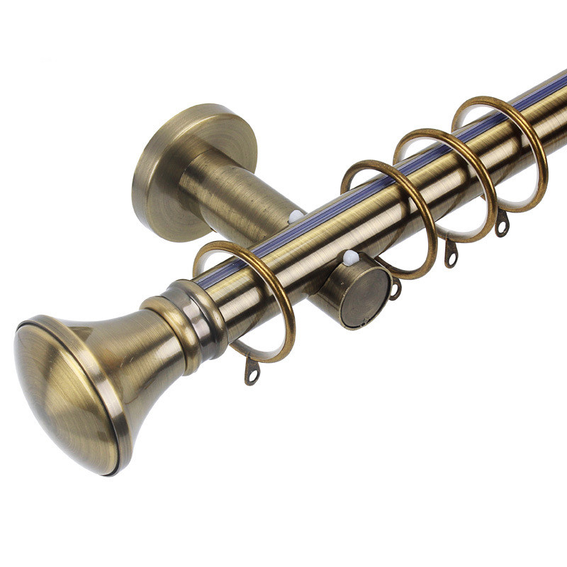 QYR10 28mm diameter Hayward Green Bronze Steel Curtain Rod Set With ...