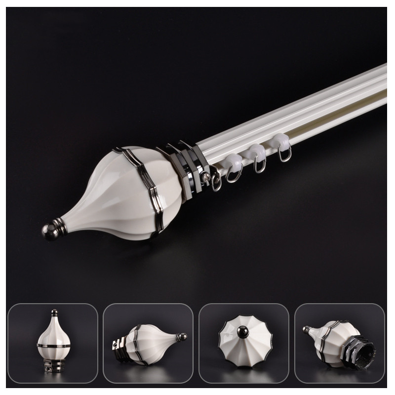 QYR26 White Metal Curtain Rod Set With Rollers - Curtains4Australia ...