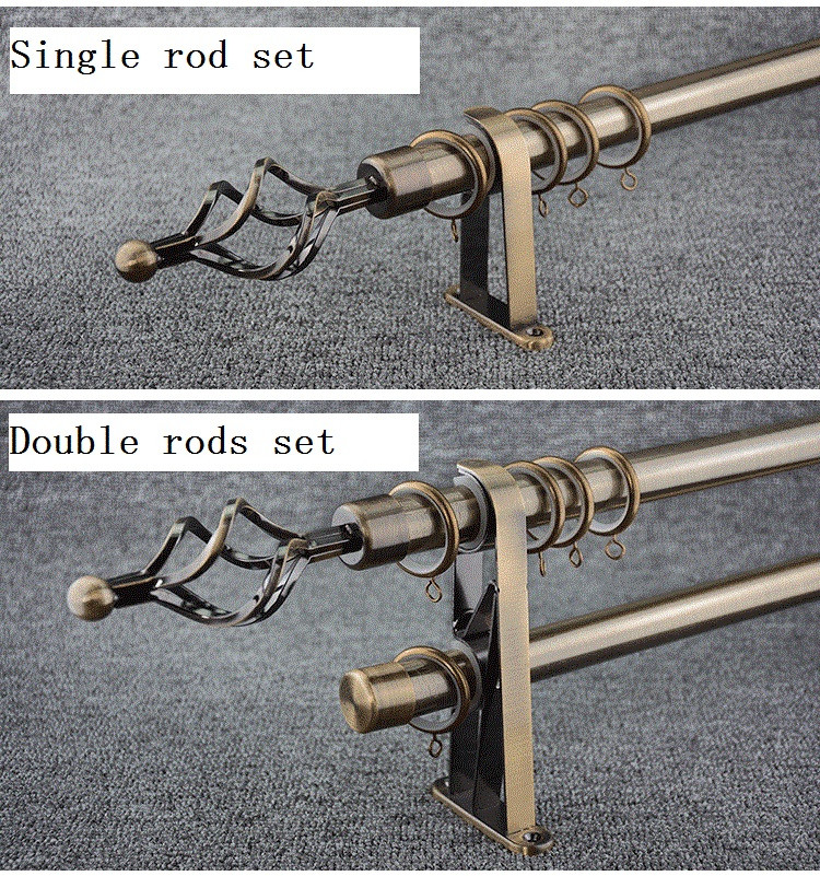 QYR27 28mm diameter Green Bronze Black Steel Curtain Rod Set - Custom ...