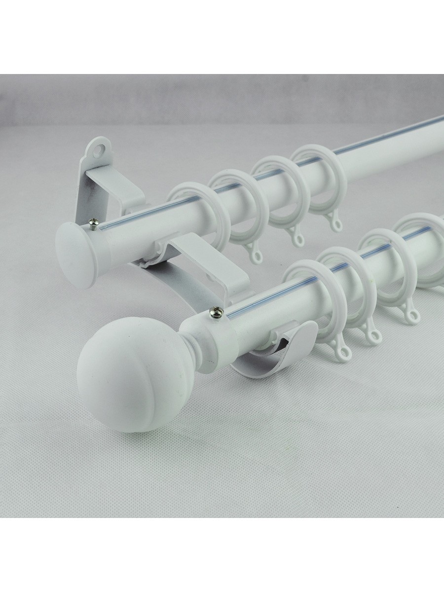 28mm Ball Finial Steel Double Curtain Rod Set Custom Length Curtain ...