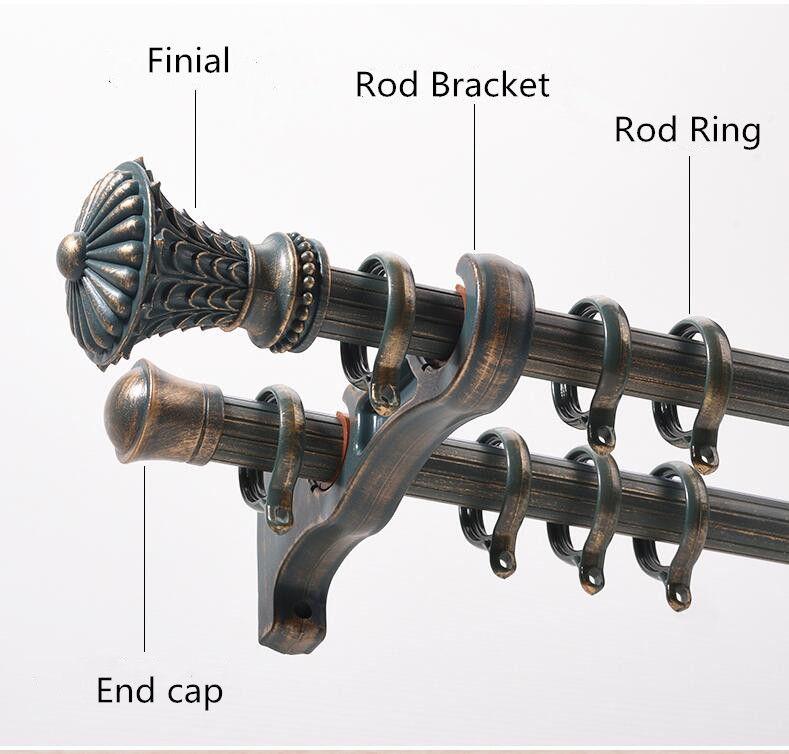 QYR4120 28mm Antique Black White Green Curtain Rod Sets - Custom ...