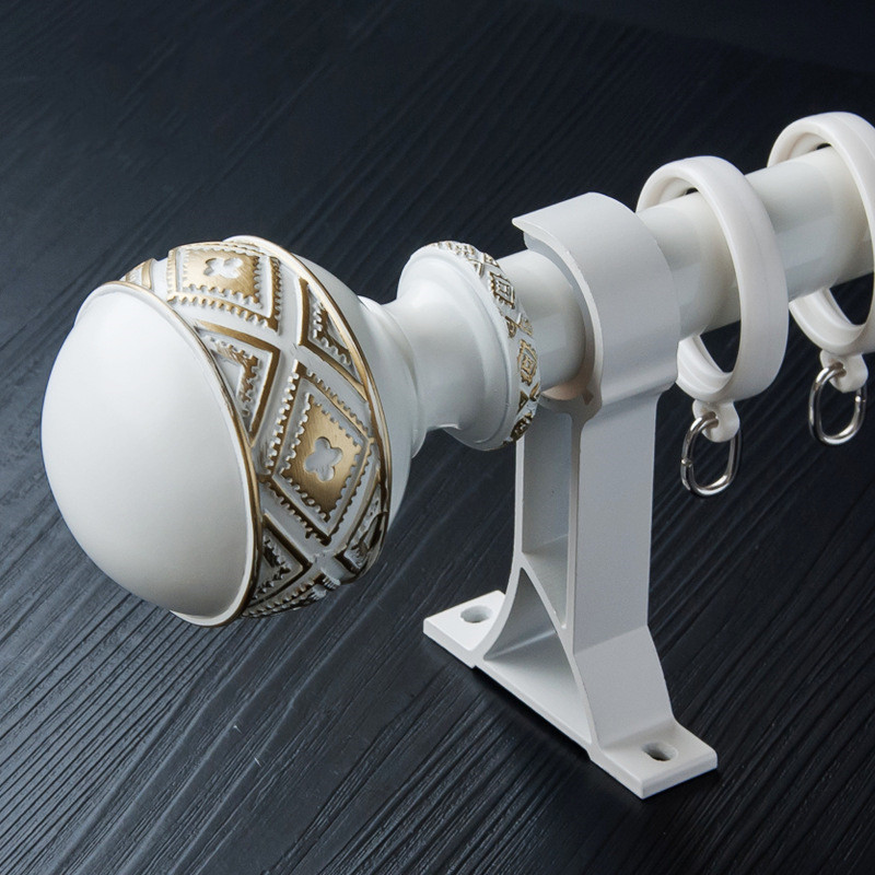 QYR45 28mm Carved Ivory Black Bronze Ball Finial Aluminum Alloy Single ...