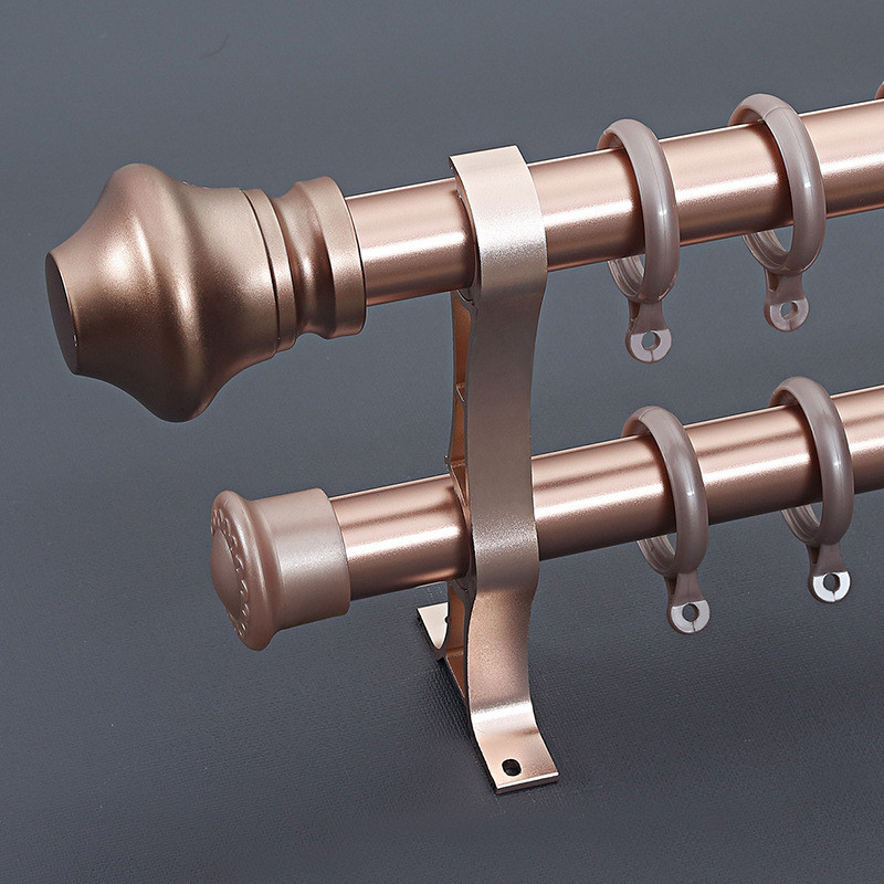 QYR56 32mm Diameter Big Thick Wood Grain Single Double Curtain Rod Sets ...