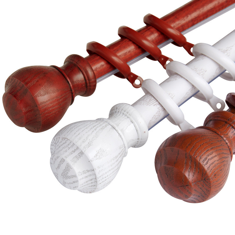 QYR60 28mm Diameter Aluminum Alloy Wood Grain Single Double Curtain rod ...