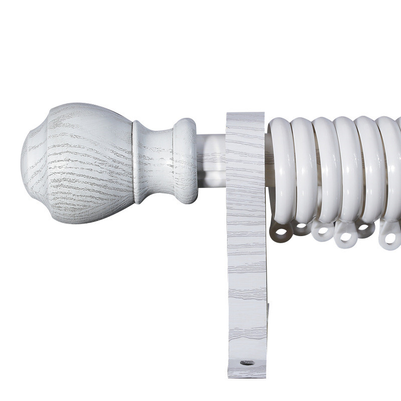 QYR60 28mm Diameter Aluminum Alloy Wood Grain Single Double Curtain rod ...