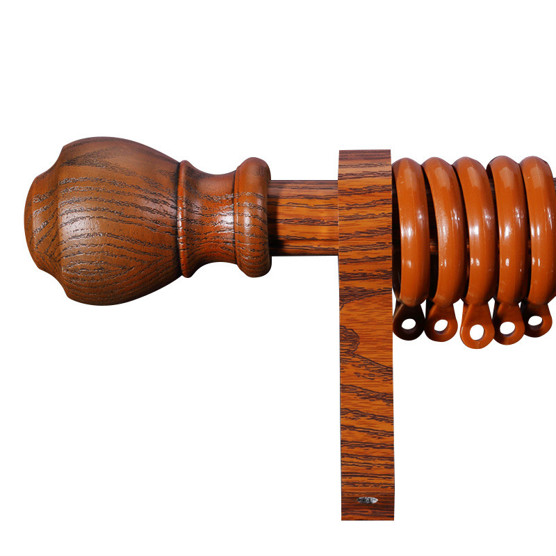 QYR60 28mm Diameter Aluminum Alloy Wood Grain Single Double Curtain rod ...