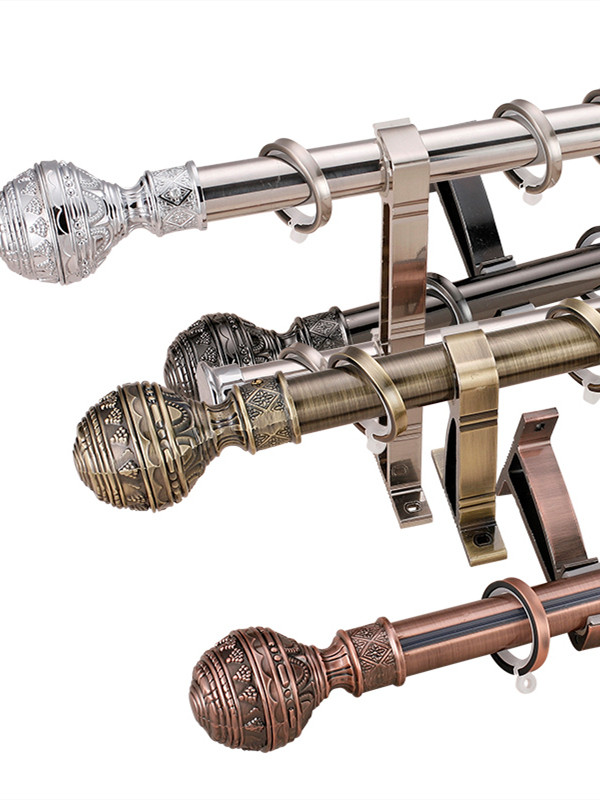 QYR62 Coree 28mm Diameter Steel Curtain Rod Set With Ball Finial ...