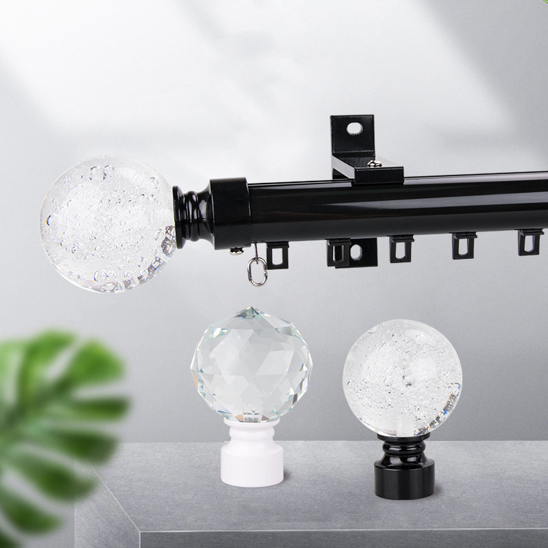 QYR95 28mm Diameter Diamond Crystal Ball Finial Single Double Curtain ...