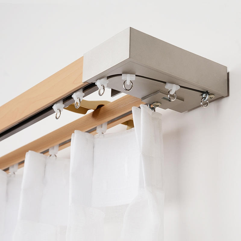 QYRF02 Wood Grain Single Double Curtain Tracks Ceiling/Wall Mount ...