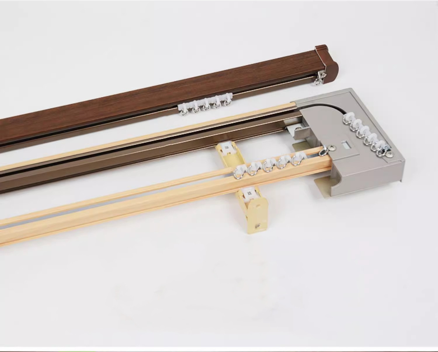 QYRF02 Wood Grain Single Double Curtain Tracks Ceiling/Wall Mount ...