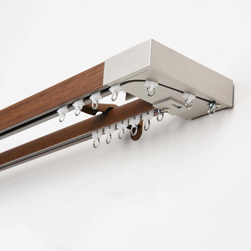 QYRF02 Wood Grain Single Double Curtain Tracks Ceiling/Wall Mount ...