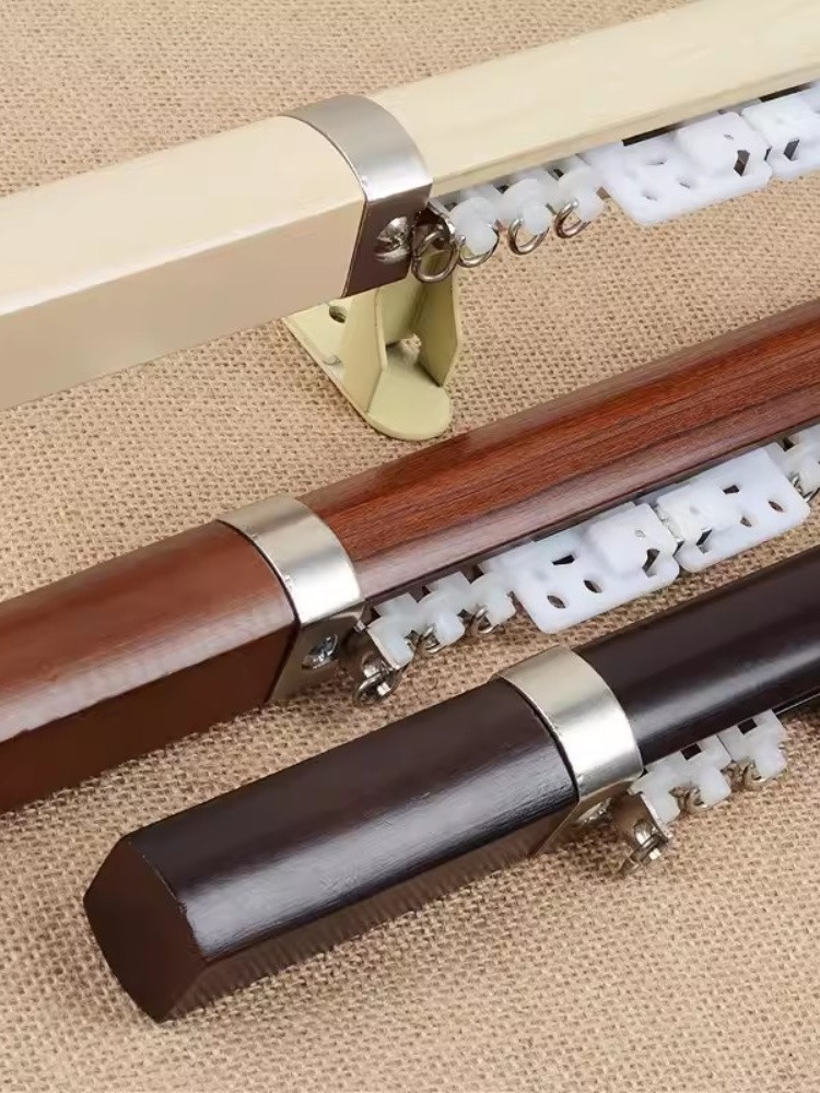 QYRF03 Wood Grain Single Double Curtain Tracks Wall Mount | Curtains 4 ...