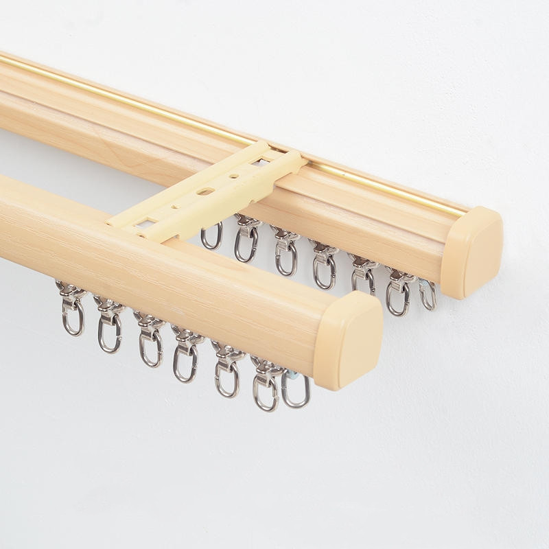 QYRF04 Wood Grain Single Double Curtain Tracks Ceiling/Wall Mount ...