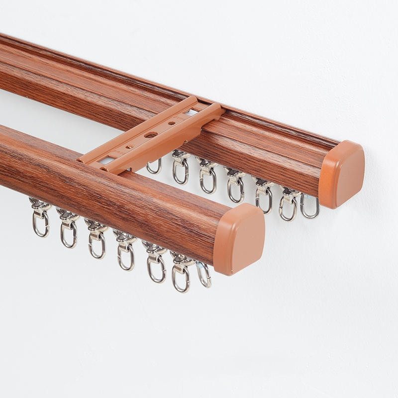 QYRF04 Wood Grain Single Double Curtain Tracks Ceiling/Wall Mount ...