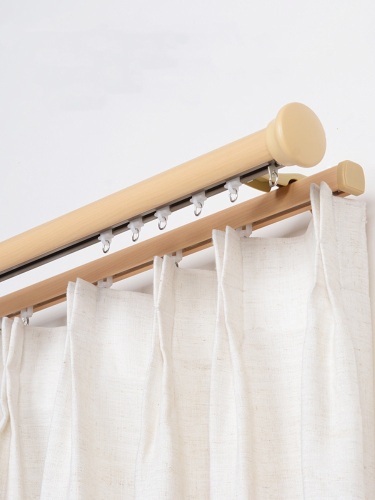 QYRF07 Wood Grain Single Double Curtain Tracks Wall Mount | Curtains 4 ...