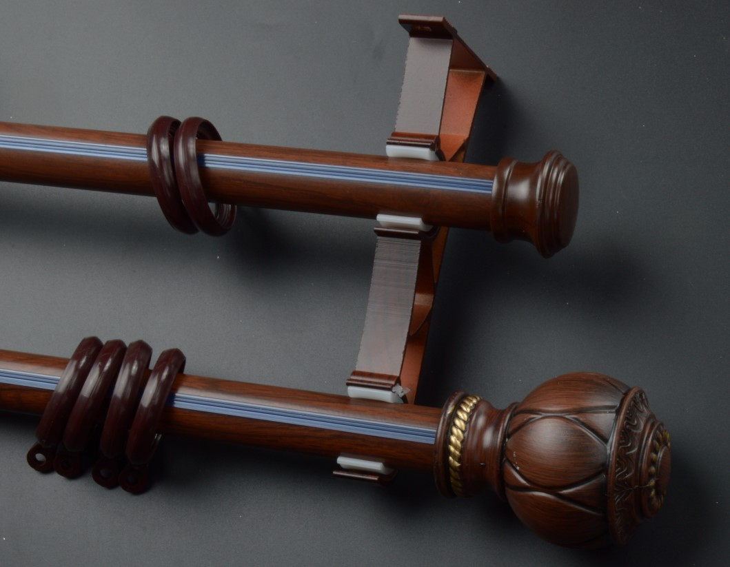 QYRY06 Heavy Duty Curtain Rod For Large Windows Wood Finish - Custom ...