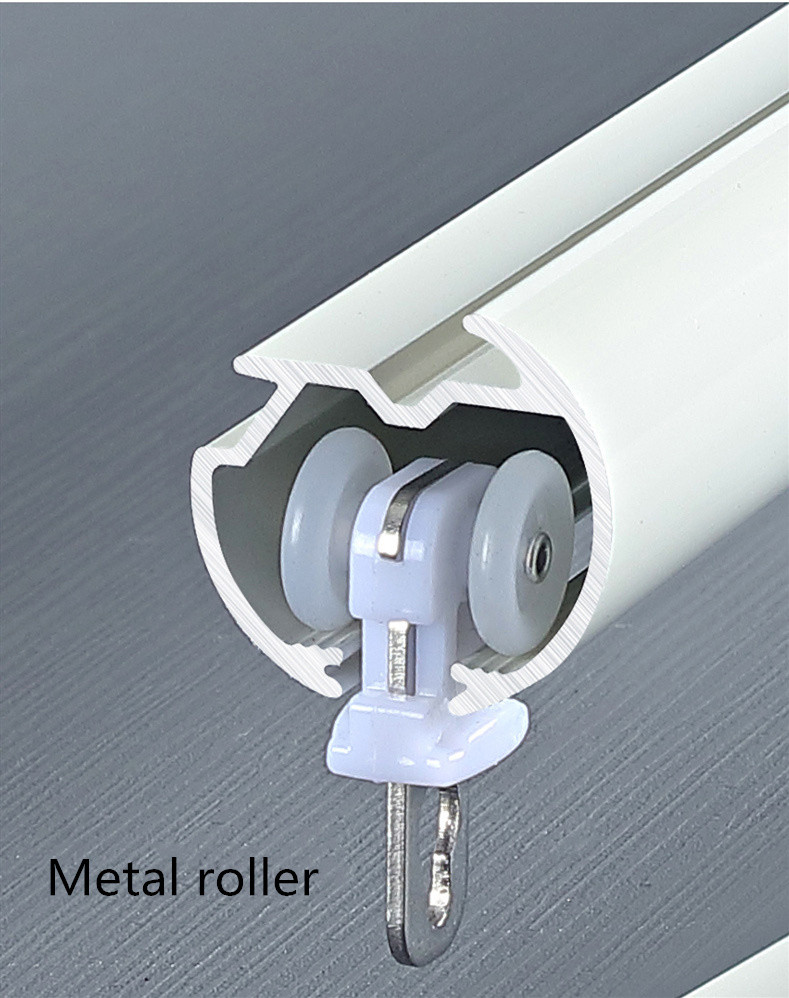 QYRY17 White Black Aluminum alloy Curtain Rod Set With Rollers For ...