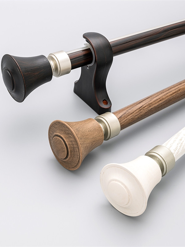 QYRZ05 Luxury 28mm Wood Grain Aluminum Alloy Single Double Curtain Rod ...