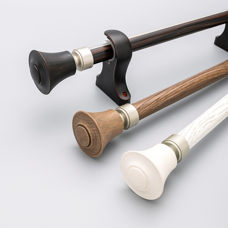 QYRZ05 Luxury 28mm Wood Grain Aluminum Alloy Single Double Curtain Rod ...