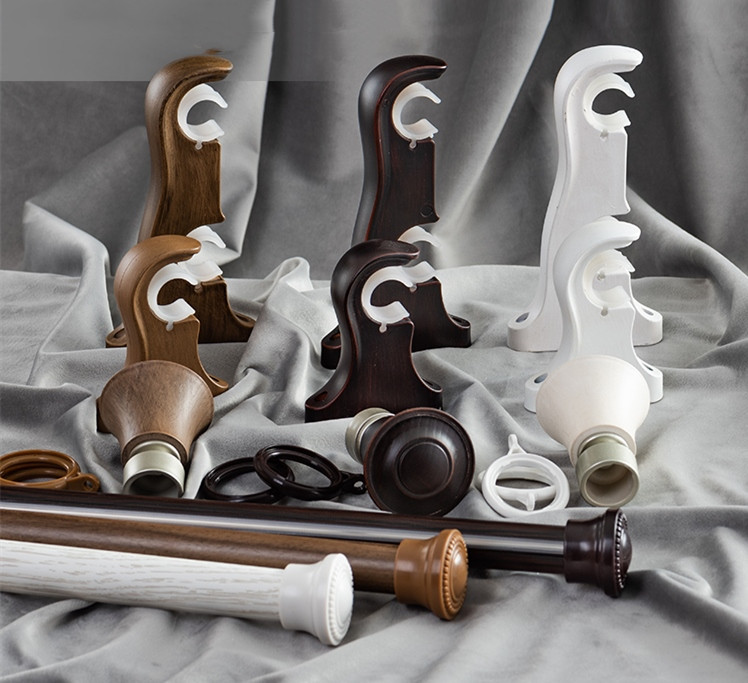 QYRZ05 Luxury 28mm Wood Grain Aluminum Alloy Single Double Curtain Rod ...