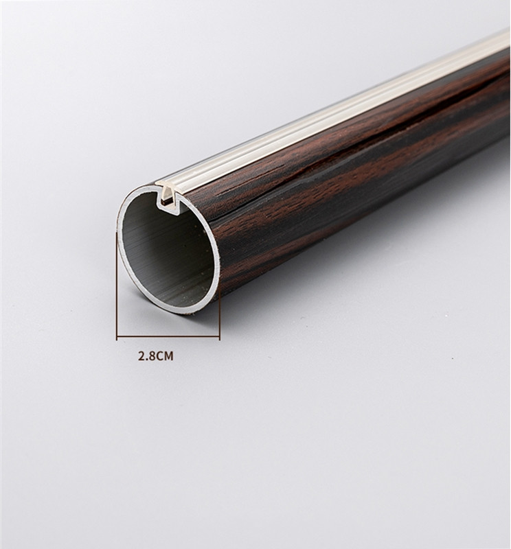 QYRZ05 Luxury 28mm Wood Grain Aluminum Alloy Single Double Curtain Rod ...