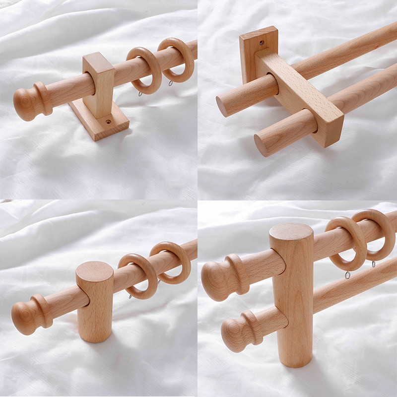 QYT01 29mm Ash Wood Single Double Curtain Rod Sets - Curtains4Australia ...