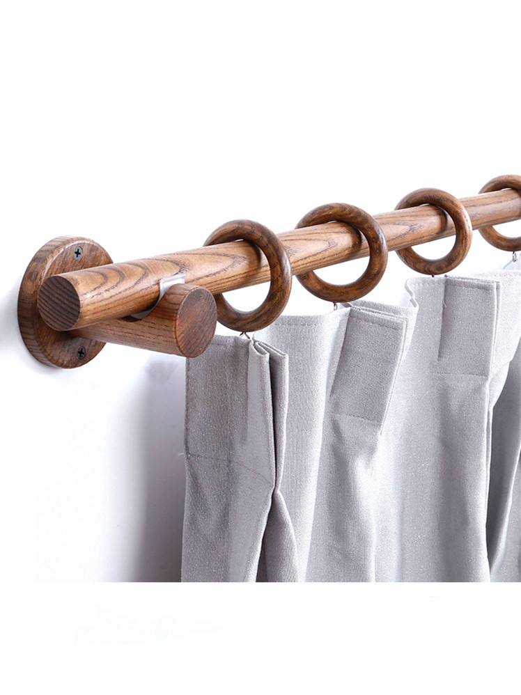 QYT02 29mm Ash Wood Black Walnut Single Double Curtain Rod Sets ...