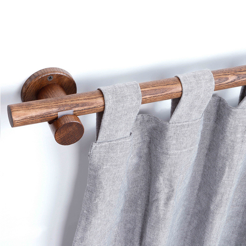 QYT02 29mm Ash Wood Black Walnut Single Double Curtain Rod Sets ...