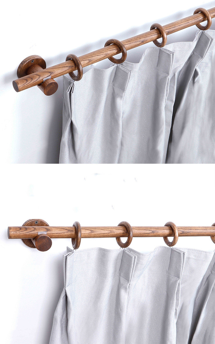 QYT02 29mm Ash Wood Black Walnut Single Double Curtain Rod Sets ...
