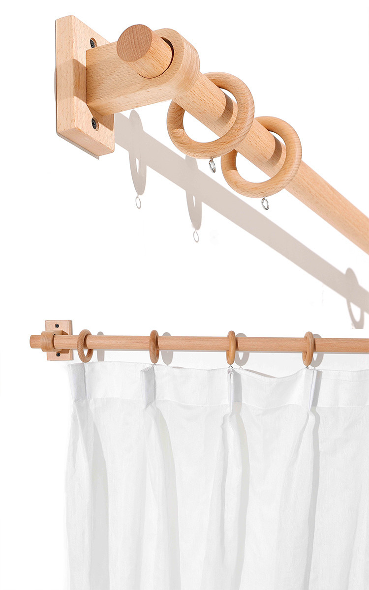 QYT06 25mm Ash Wood Single Curtain Rod Sets - Curtains4Australia ...