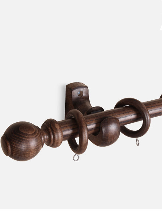 QYT07 29mm Ash Wood Black Walnut Single Double Curtain Rod Sets ...