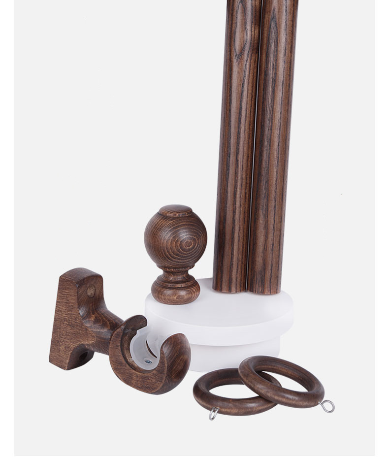 QYT07 29mm Ash Wood Black Walnut Single Double Curtain Rod Sets ...