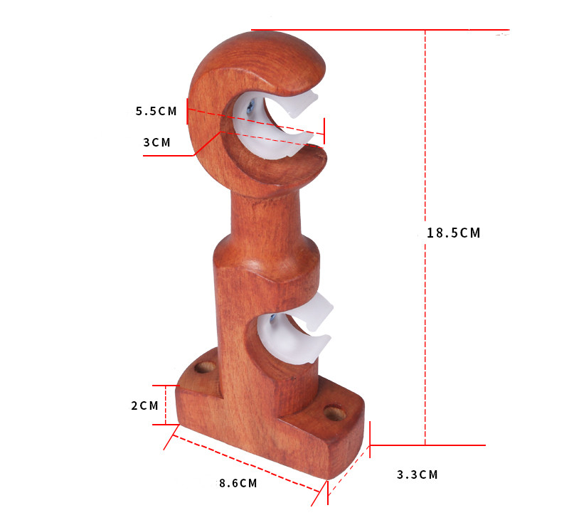 QYT09 29mm Ash Wood Red Wood Single Double Curtain Rod Sets ...