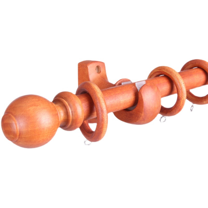 QYT09 29mm Ash Wood Red Wood Single Double Curtain Rod Sets ...