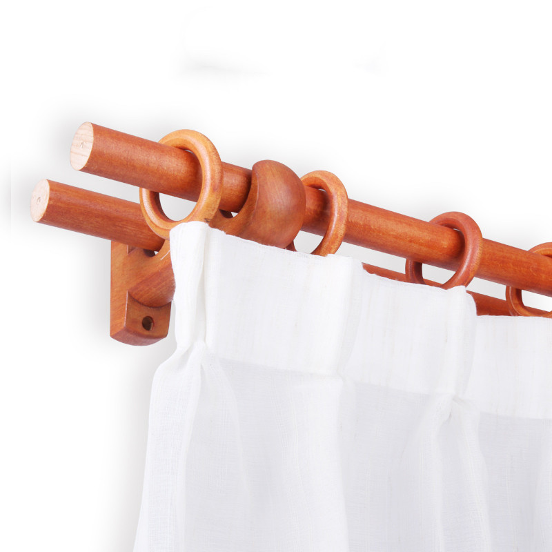 QYT09 29mm Ash Wood Red Wood Single Double Curtain Rod Sets ...