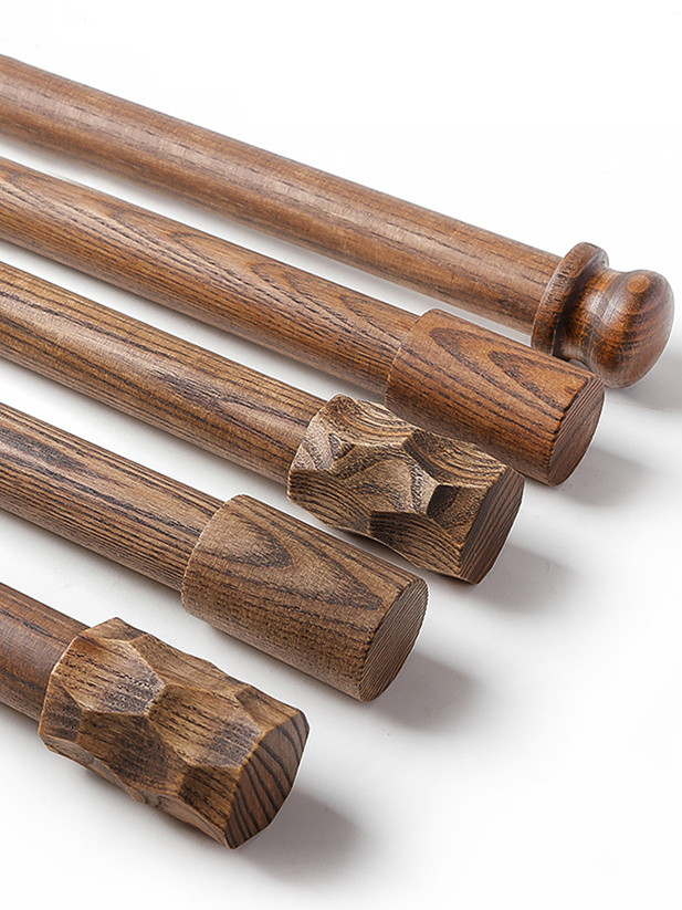 QYT105 Black Walnut Wood Drapery Rod Finials For Wooden Poles ...