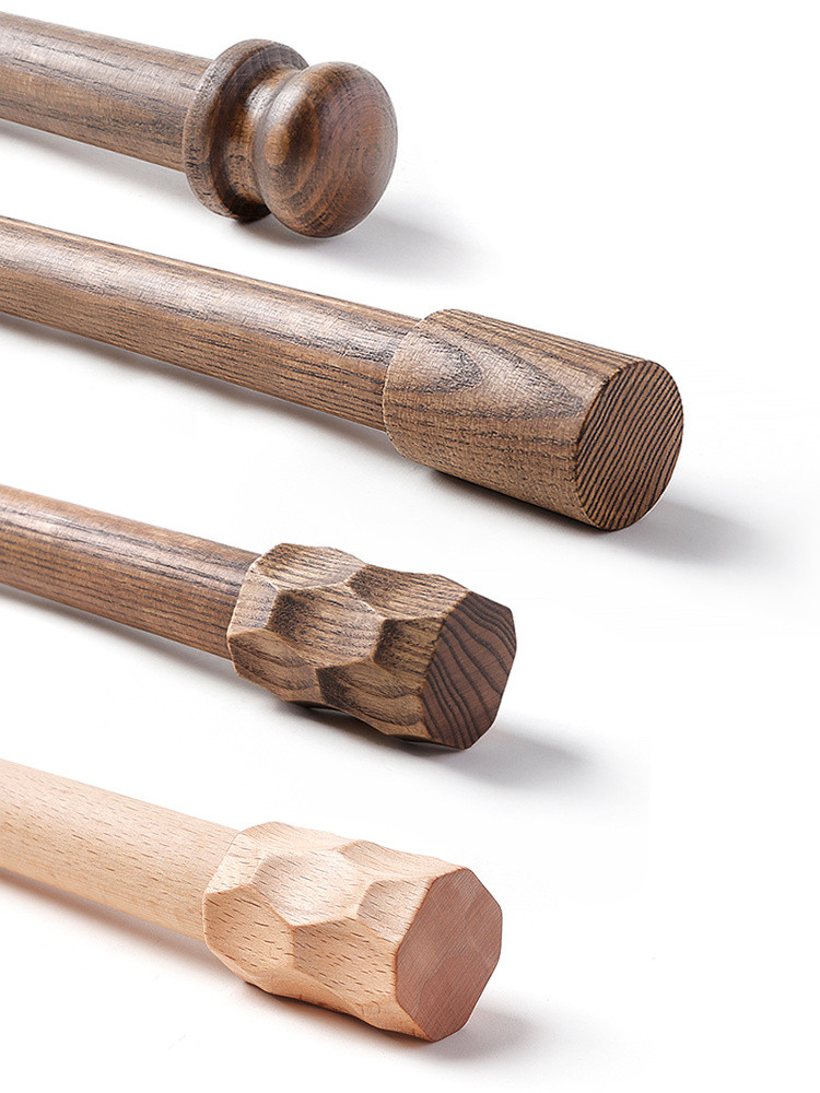 QYT105 Black Walnut Wood Drapery Rod Finials For Wooden Poles ...