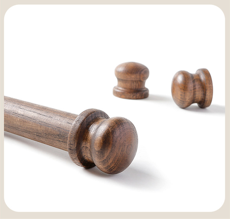 QYT105 Black Walnut Wood Drapery Rod Finials For Wooden Poles ...