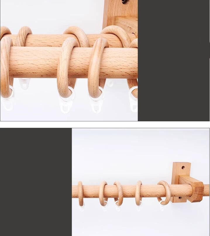Custom Natural Wood Single Curtain Rods Wooden Drapery Brackets ...