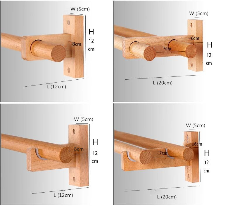 Custom Natural Wood Single Curtain Rods Wooden Drapery Brackets ...