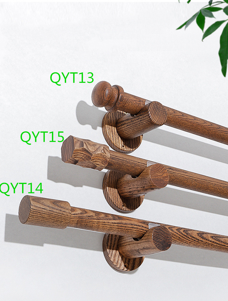QYT14 Black Walnut Wooden Curtain Rail And Wood Drapery Hardware ...