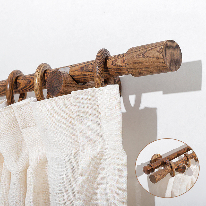 QYT14 Black Walnut Wooden Curtain Rail And Wood Drapery Hardware ...