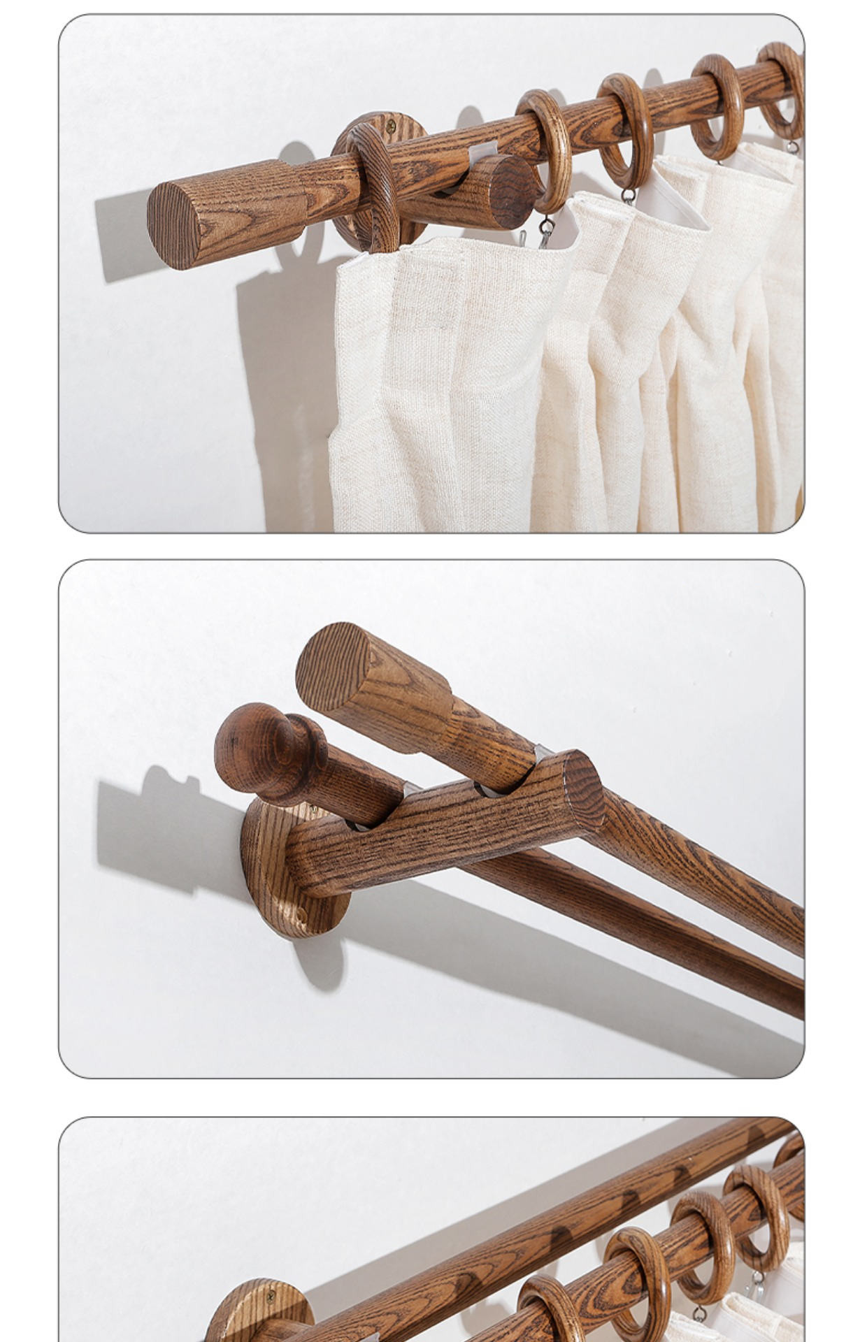 QYT14 Black Walnut Wooden Curtain Rail And Wood Drapery Hardware ...