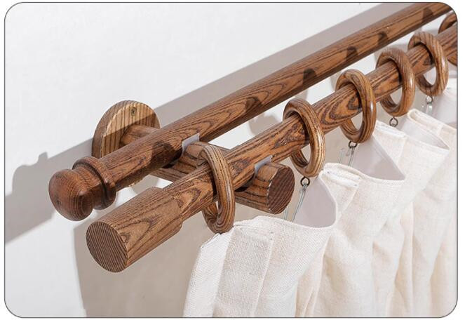 QYT14 Black Walnut Wooden Curtain Rail And Wood Drapery Hardware ...