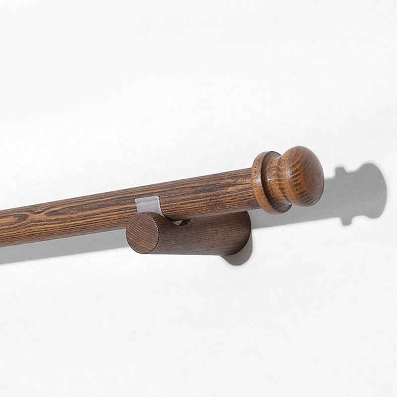 QYT16 Wood Curtain Poles With Wooden Drapery Rod Brackets ...