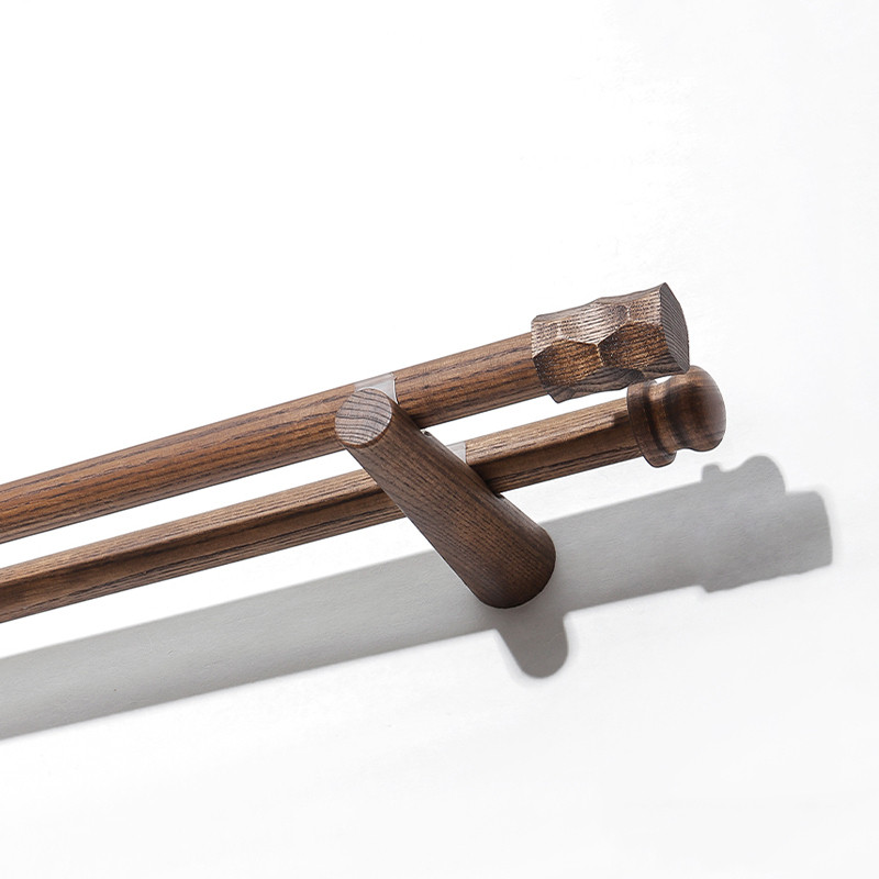 QYT18 Custom Wood Drapery Poles With Single Double Hardware ...