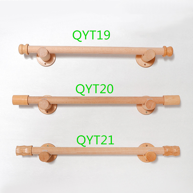 QYT19 Natural Wood Curtain Rod Beech Single/Double Wooden Poles ...