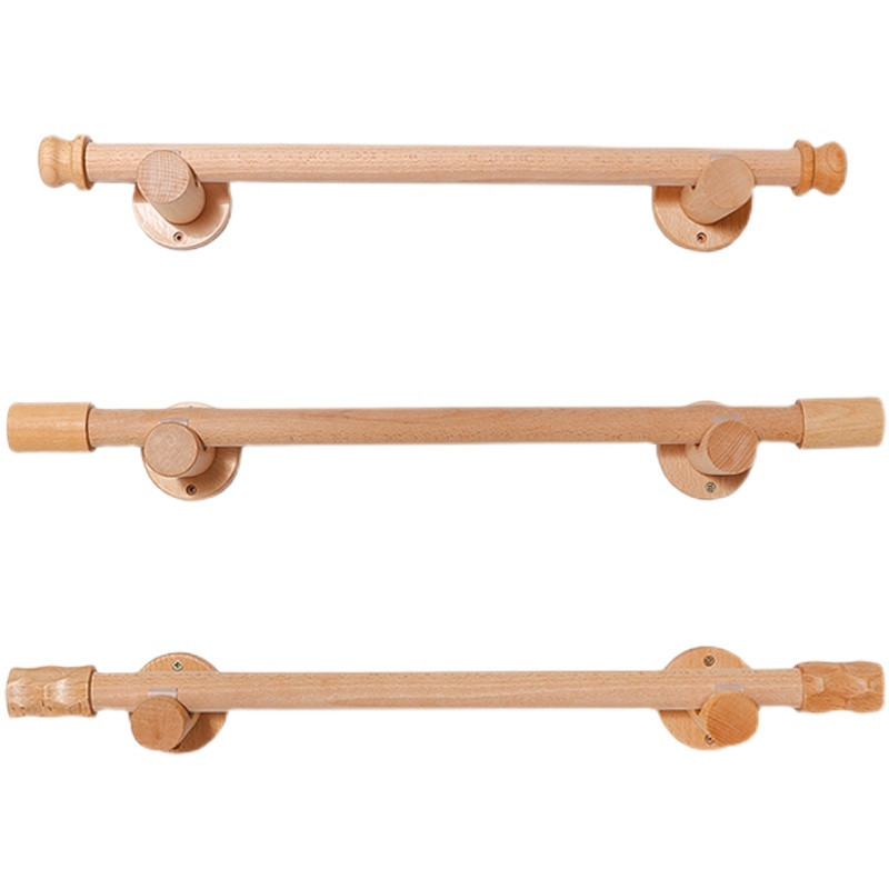 QYT20 Natural Wood Curtain Rail Single/Double Drapery Pole Sets ...