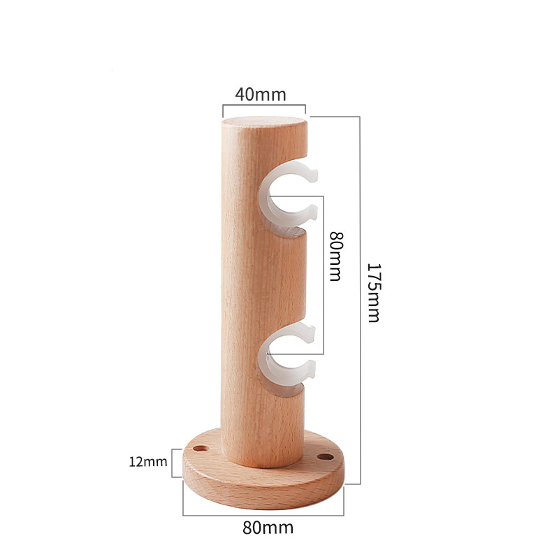 QYT19 Natural Wood Curtain Rod Beech Single/Double Wooden Poles ...