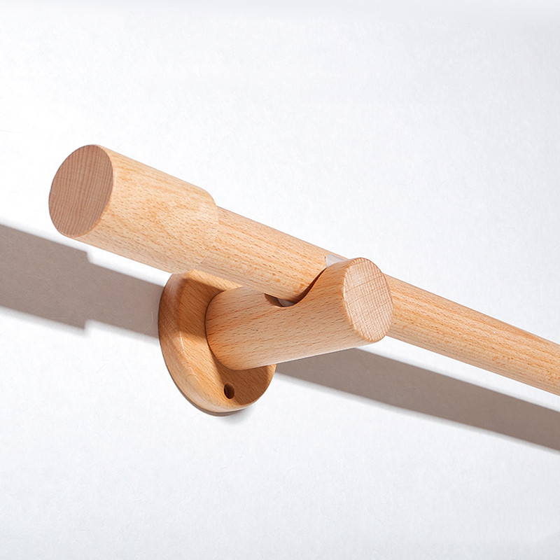 QYT20 Natural Wood Curtain Rail Single/Double Drapery Pole Sets ...